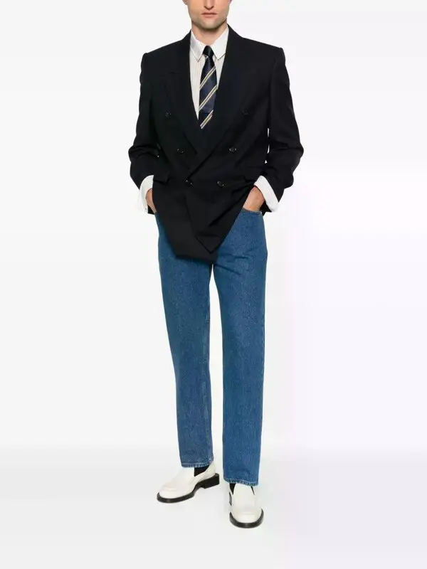 Saint Laurent Double-breasted Wool Blazer - Blue