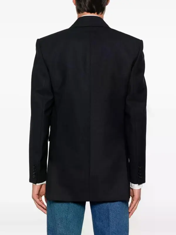 Saint Laurent Double-breasted Wool Blazer - Blue