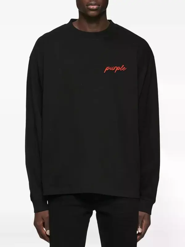 PURPLE BRAND Logo-embroidered Long-sleeve T-shirt
