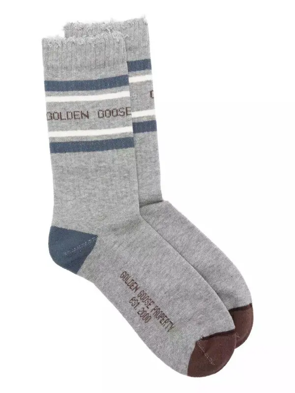 Golden Goose Ribbed Striped Socks - Grey
