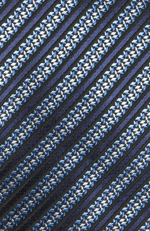 Zegna Stripe Silk Neck Tie - Blue