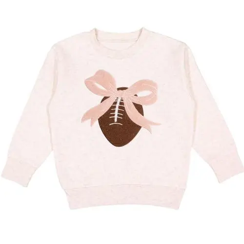SWEET WINK Bow Football Patch Crewneck Sweatshirt - Natural