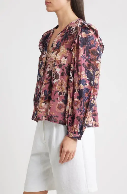 CLEOBELLA Printed Tie Neck Top