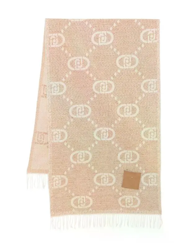 Liu Jo Logo-pattern Fringed Scarf - Neutrals