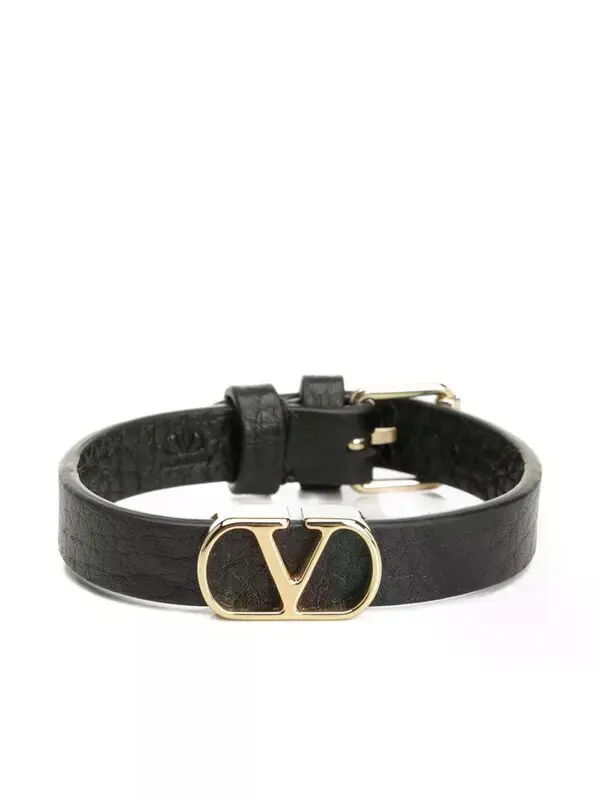 Valentino Garavani V-logo Leather Bracelet - Black