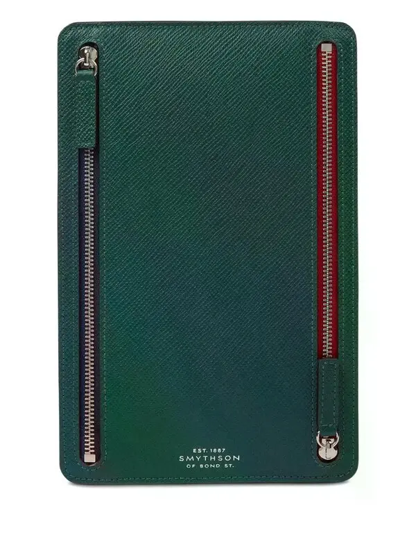 Smythson Panama Multi-zip Case - Green