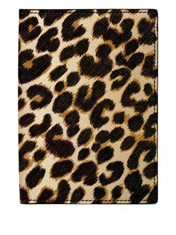 Smythson Panama Leopard-print Passport Cover - Brown