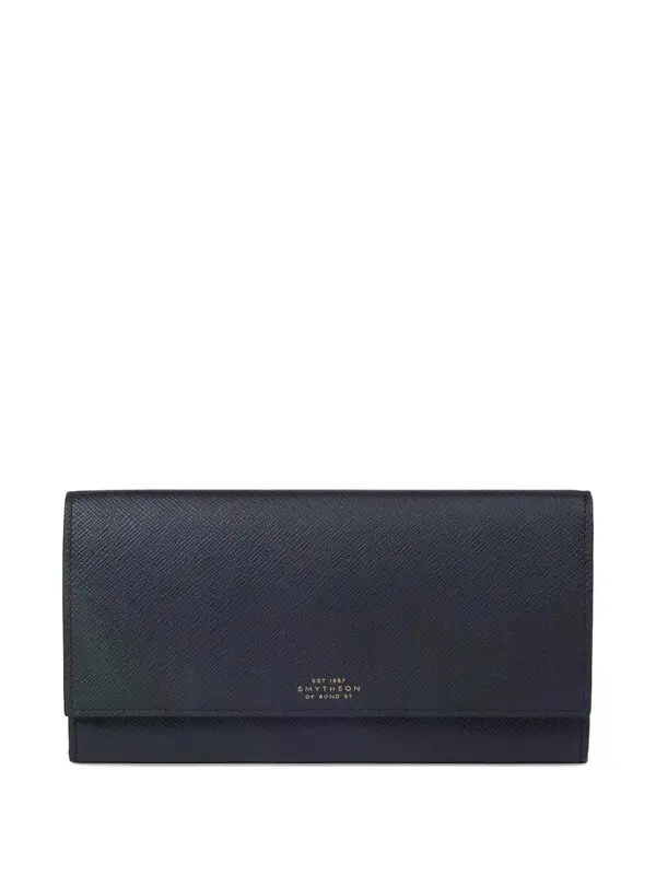 Smythson Embossed Leather Travel Wallet - Blue