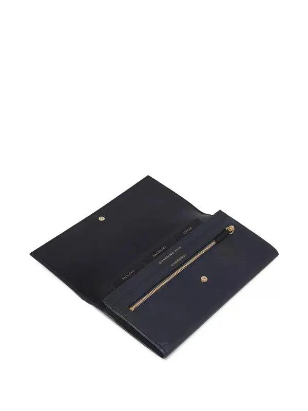 Smythson Embossed Leather Travel Wallet - Blue