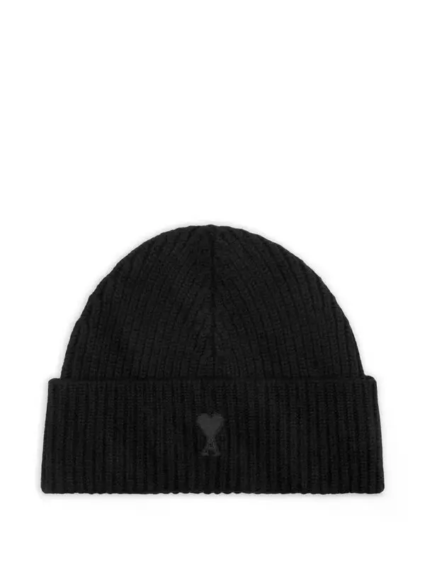 AMI Paris De Coeur Wool Beanie - Black