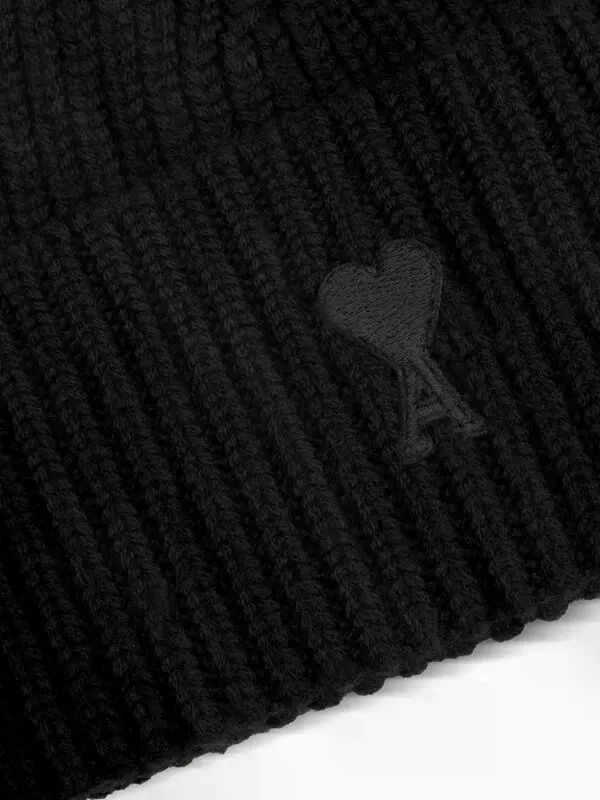 AMI Paris De Coeur Wool Beanie - Black