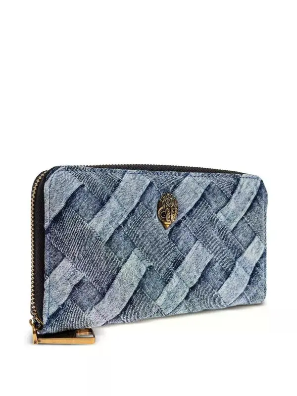 Kurt Geiger Kensington Woven-Denim Zip-Around Purse In Blue  display picture 3