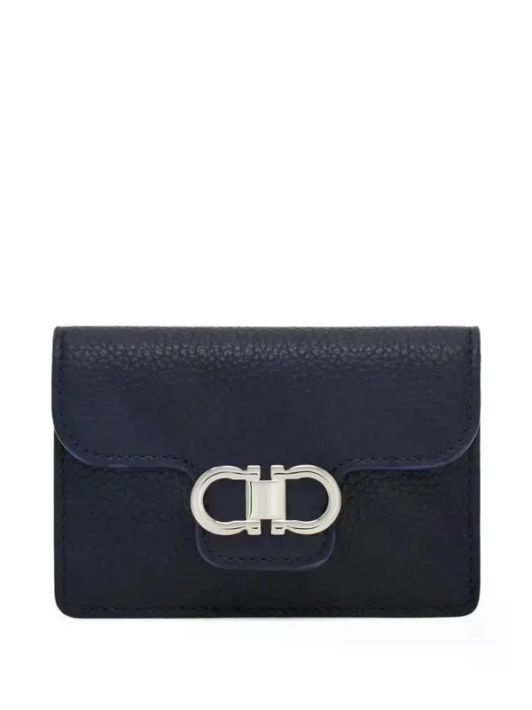FERRAGAMO Gancini Calfskin Compact Wallet - Blue