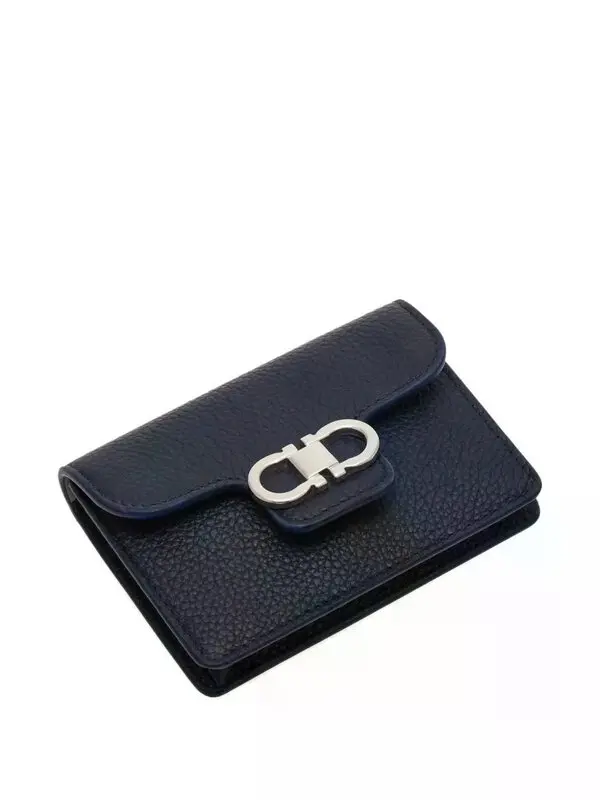 FERRAGAMO Gancini Calfskin Compact Wallet - Blue