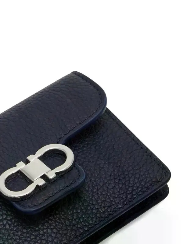 FERRAGAMO Gancini Calfskin Compact Wallet - Blue