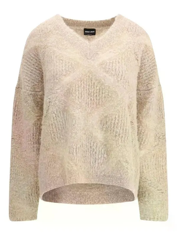 Giorgio Armani V-neck Textured Knit Sweater