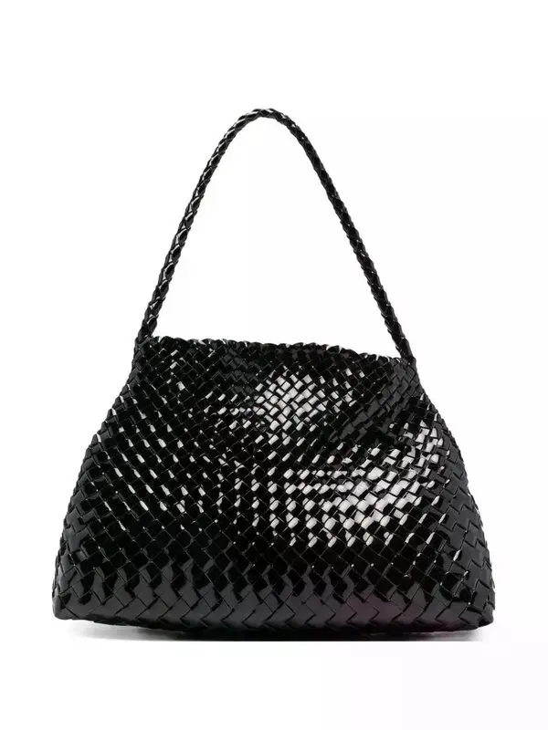 Dragon Diffusion Patent-leather Woven Tote Bag - Black