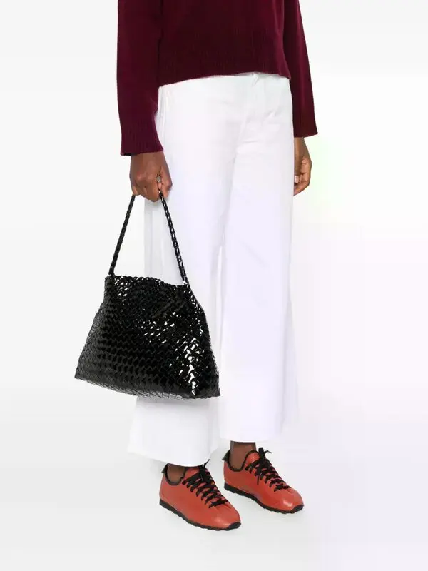 Dragon Diffusion Patent-leather Woven Tote Bag - Black