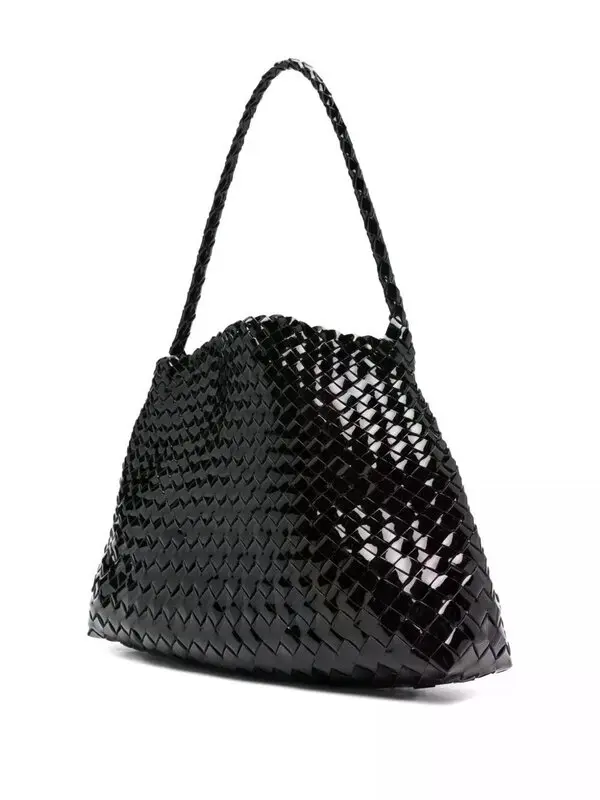 Dragon Diffusion Patent-leather Woven Tote Bag - Black
