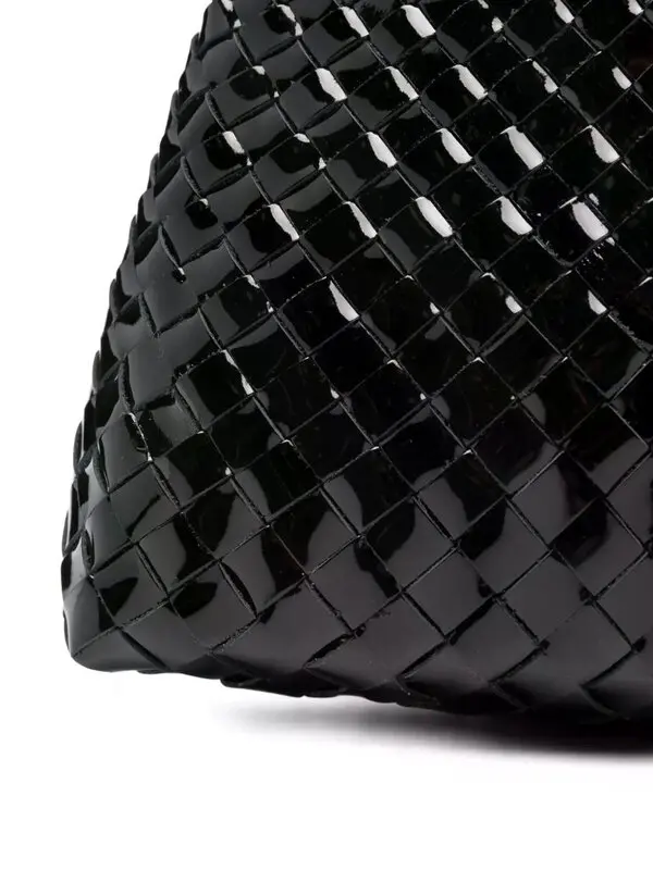 Dragon Diffusion Patent-leather Woven Tote Bag - Black