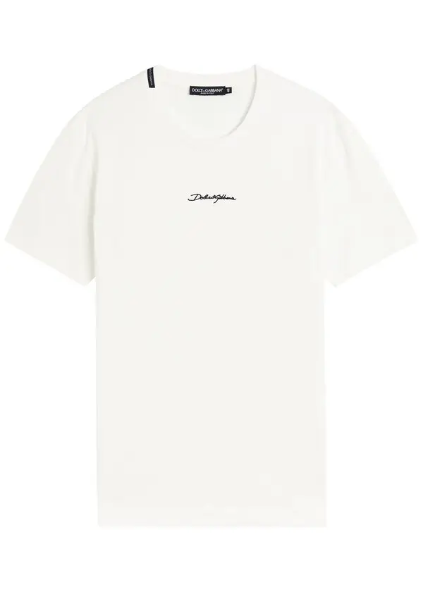 Dolce & Gabbana Embroidered Logo-appliqué Cotton T-shirt - White