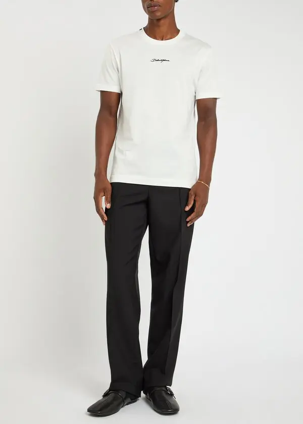 Dolce & Gabbana Embroidered Logo-appliqué Cotton T-shirt - White