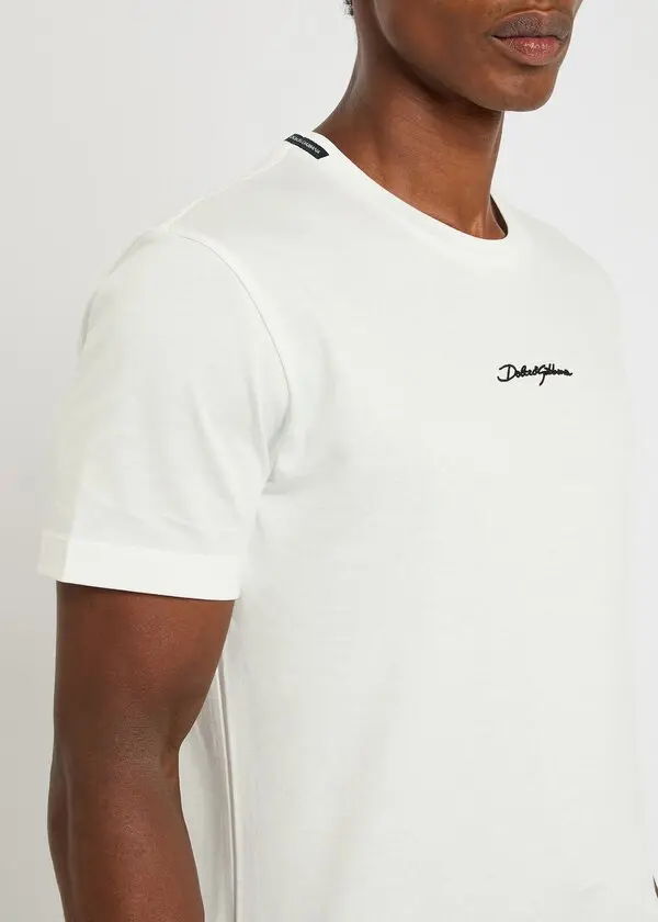 Dolce & Gabbana Embroidered Logo-appliqué Cotton T-shirt - White