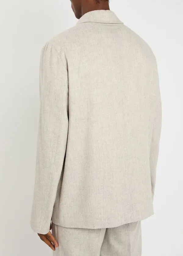 LARDINI Wool And Cashmere-blend Designer Overshirt Uk38/m - Beige