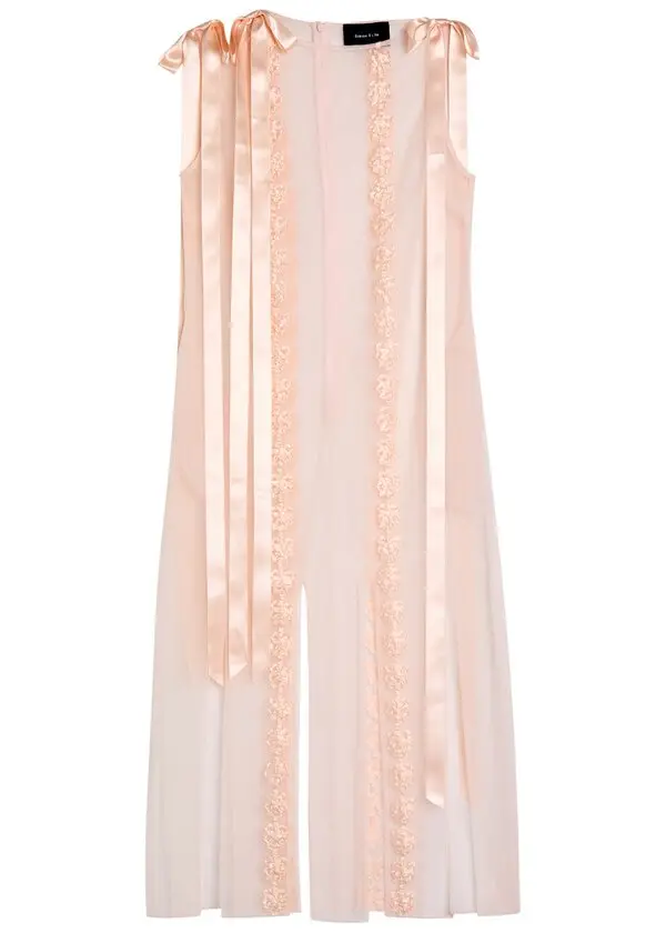 Simone Rocha Appliquéd Sheer Tulle Midi Dress - Pink