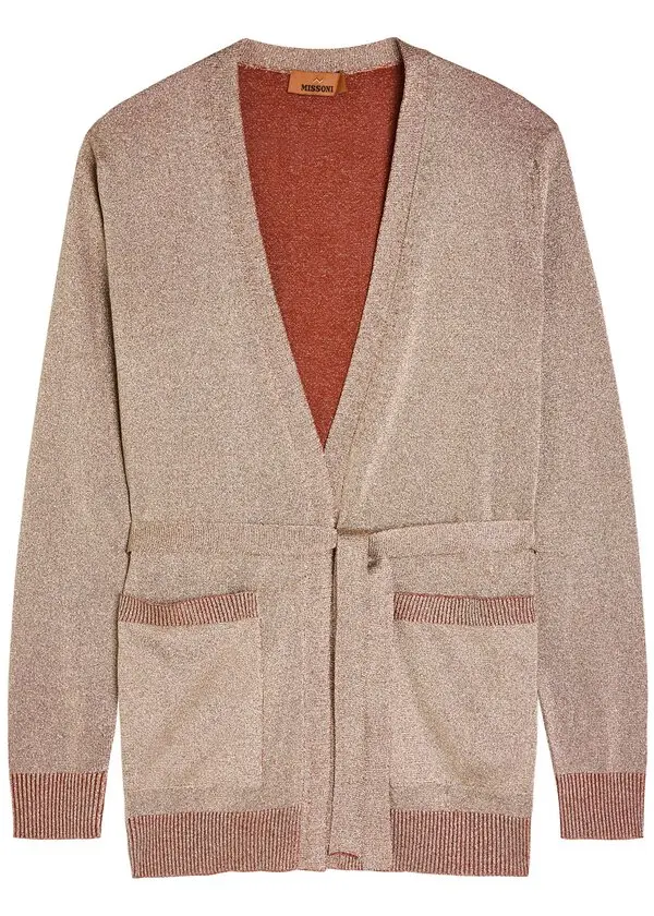 Missoni Belted Lamé Knit Cardigan - Rose