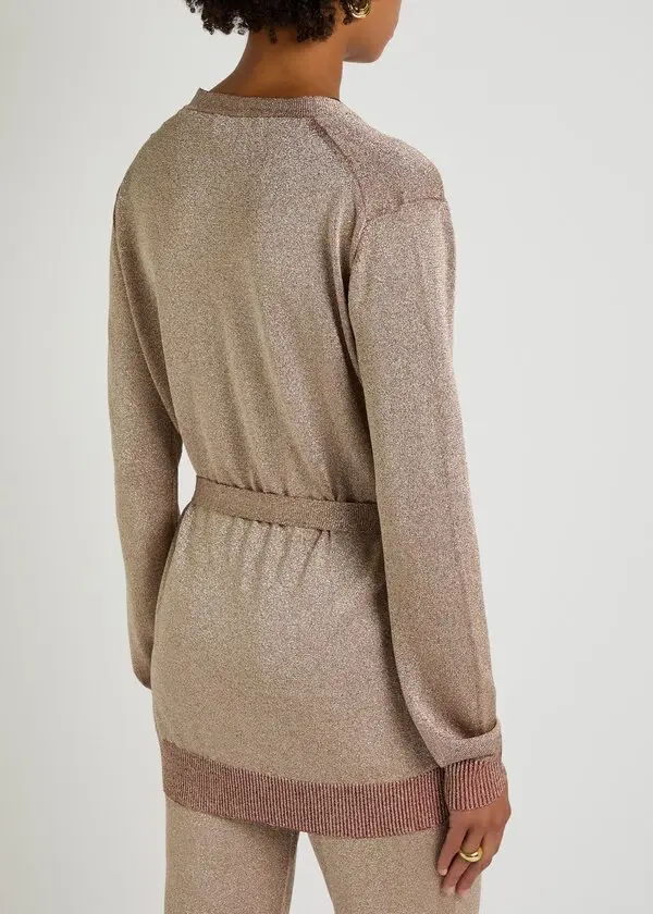 Missoni Belted Lamé Knit Cardigan - Rose
