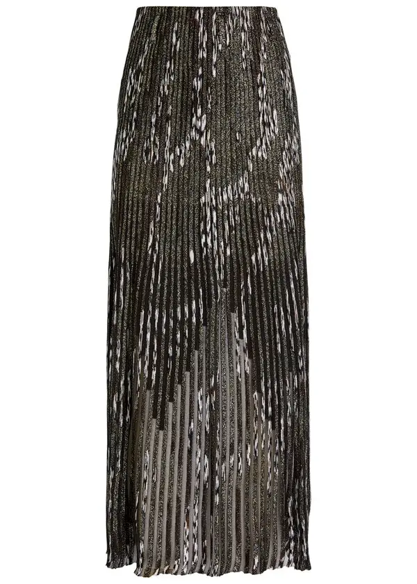Missoni Patterned Jacquard Metallic-knit Midi Skirt