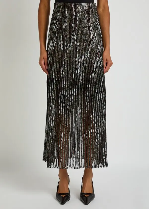 Missoni Patterned Jacquard Metallic-knit Midi Skirt