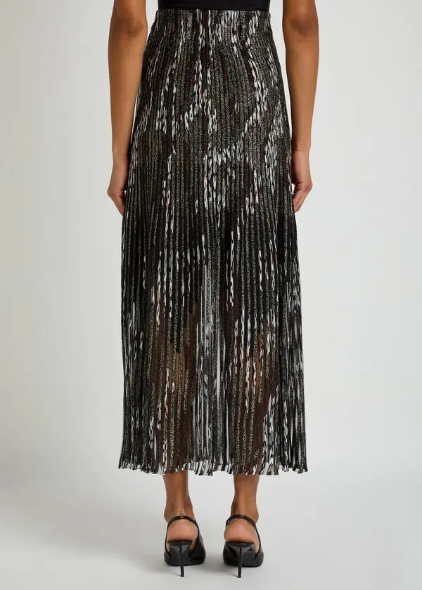 Missoni Patterned Jacquard Metallic-knit Midi Skirt