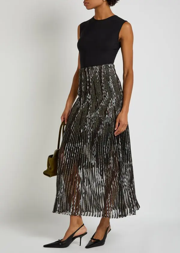 Missoni Patterned Jacquard Metallic-knit Midi Skirt