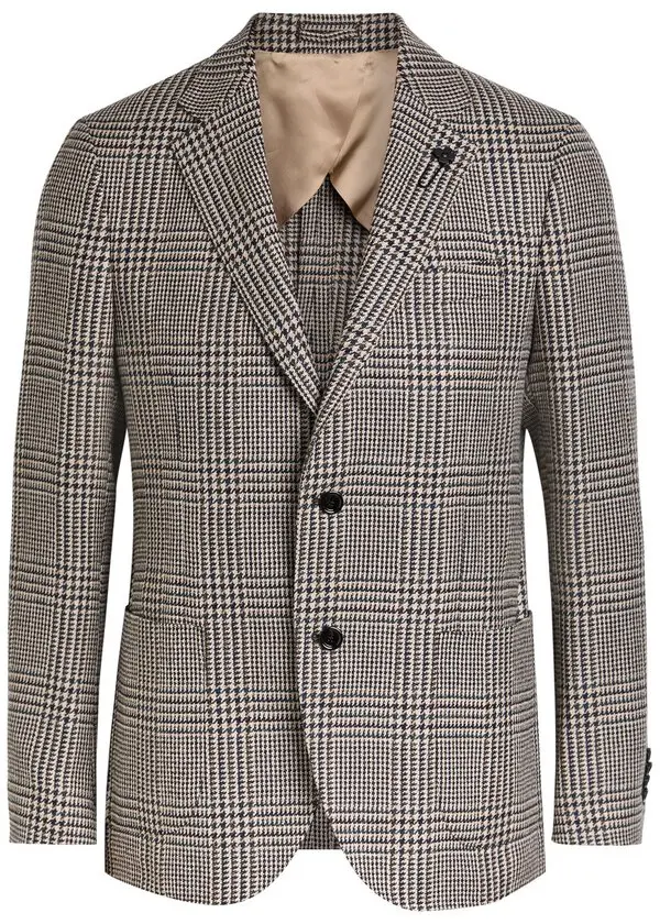 LARDINI Houndstooth Wool And Silk-blend Designer Blazer Uk40/l