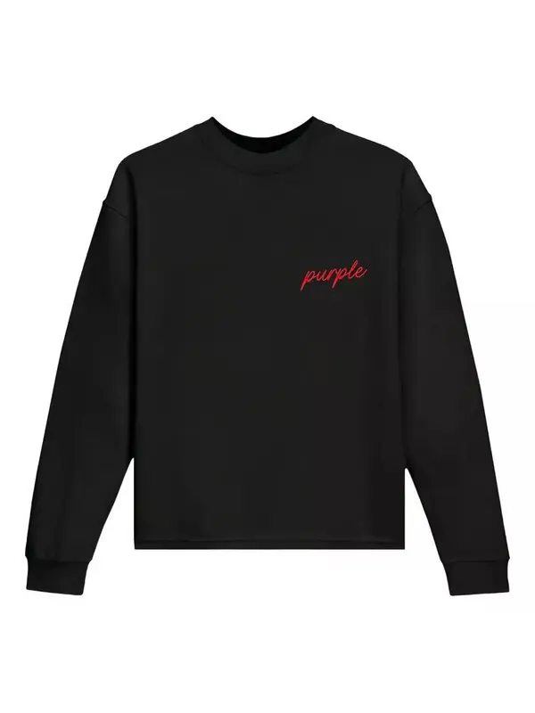 PURPLE BRAND Logo-embroidered Long-sleeve T-shirt - Black