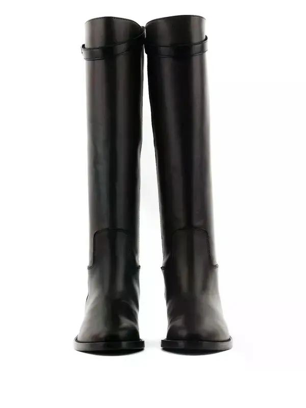 PAUL WARMER Buckle-strap Leather Knee-high Boots