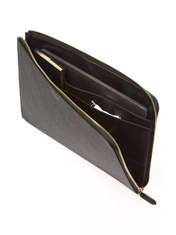 Smythson Zip Laptop Case - Black