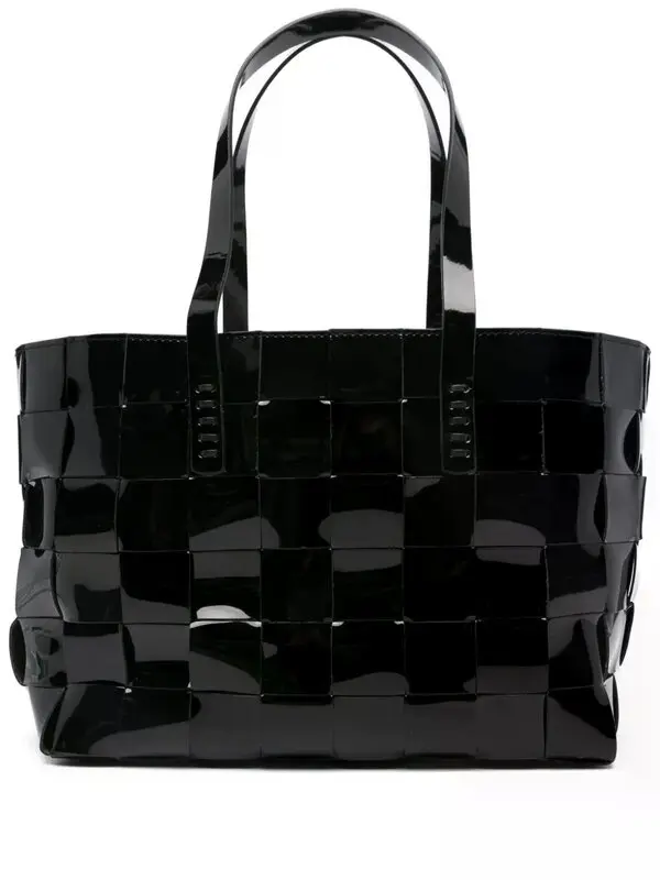 Dragon Diffusion Patent Leather Woven Tote Bag - Black