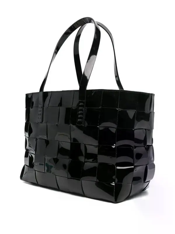 Dragon Diffusion Patent Leather Woven Tote Bag - Black