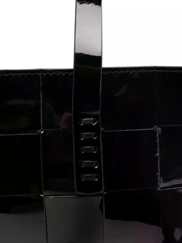 Dragon Diffusion Patent Leather Woven Tote Bag - Black