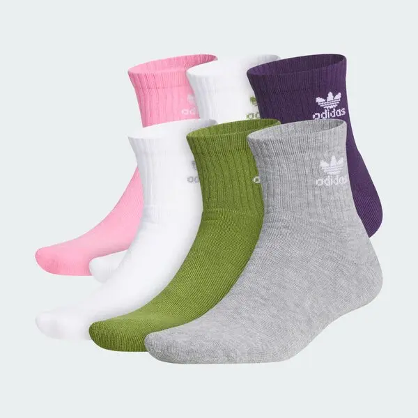 Adidas Trefoil Quarter Socks 6 Pairs - Semi Pink Glow / Tech Olive / Aurora Plum