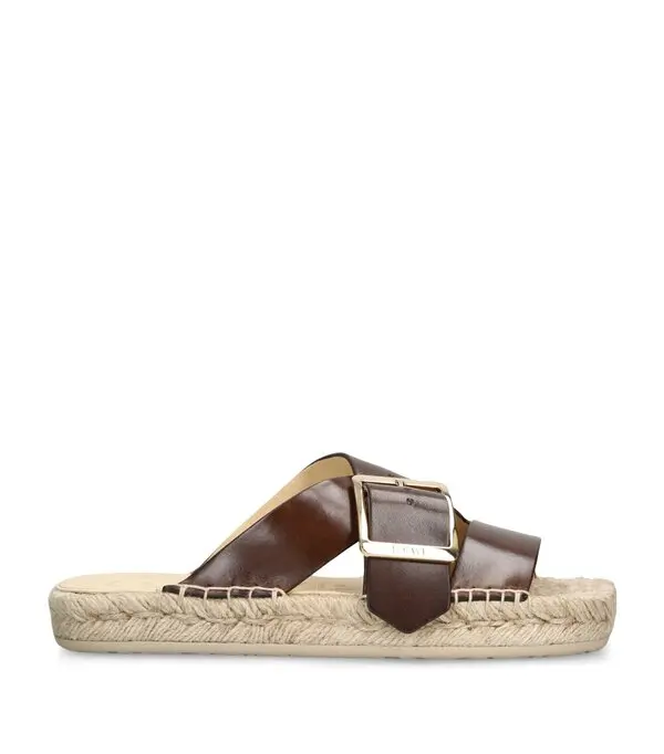 Loewe Petal Espadrille Slides - Brown