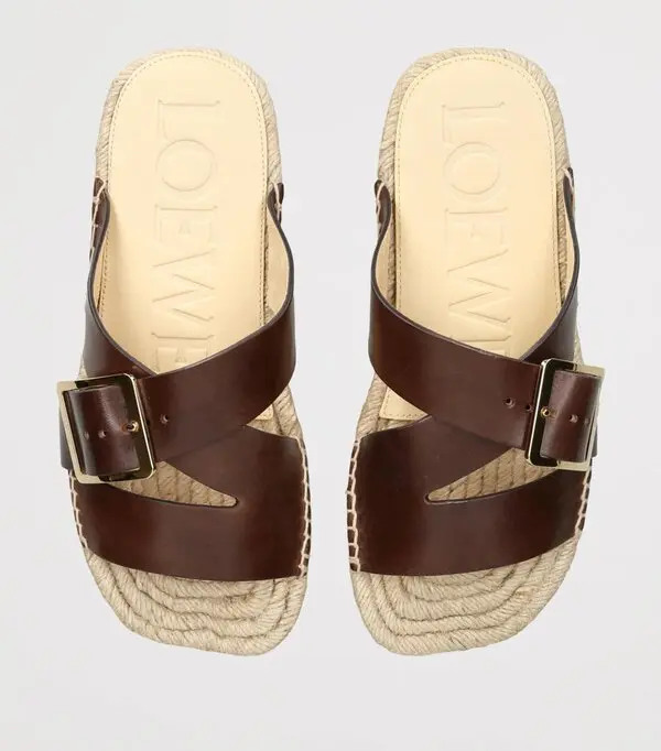 Loewe Petal Espadrille Slides - Brown