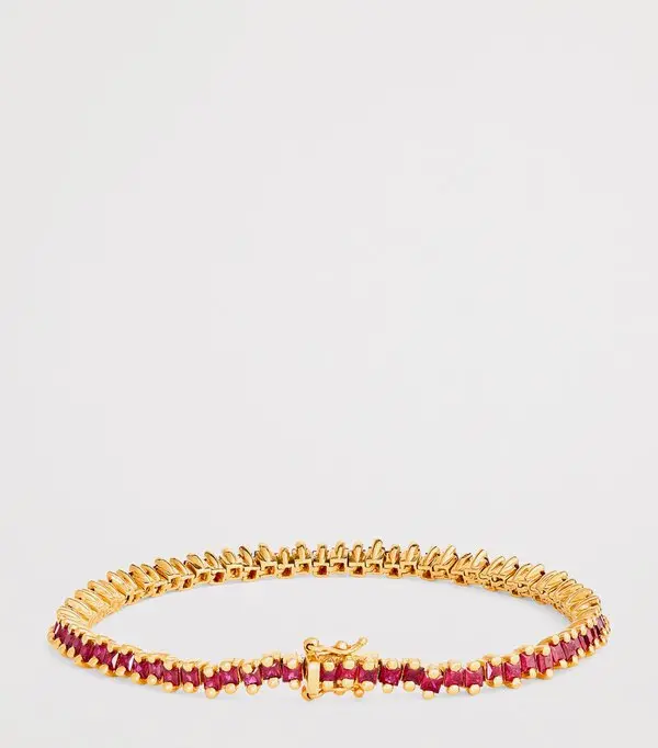 SUZANNE KALAN Yellow Gold And Ruby Princess Tennis Bracelet