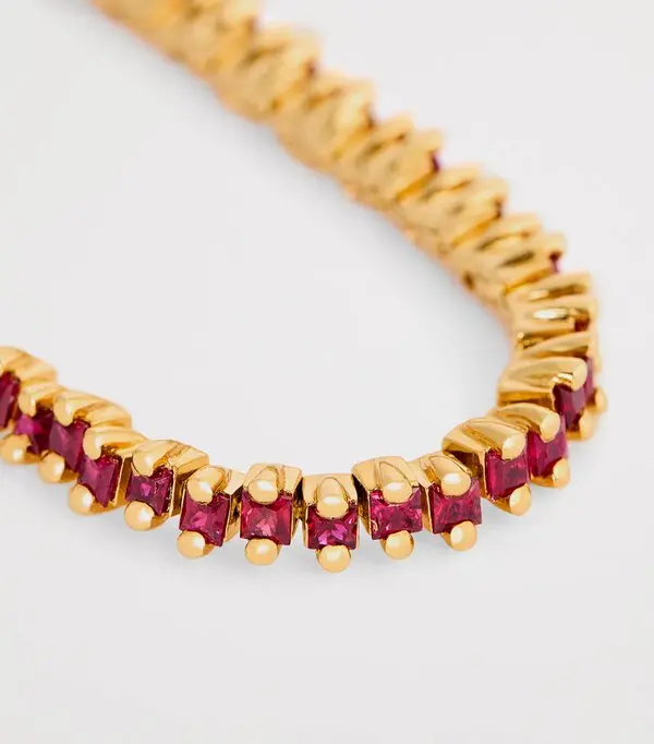 SUZANNE KALAN Yellow Gold And Ruby Princess Tennis Bracelet