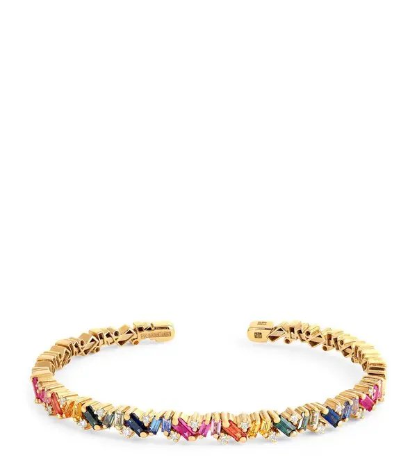 SUZANNE KALAN Rainbow Sapphire And Diamond Bangle - Gold
