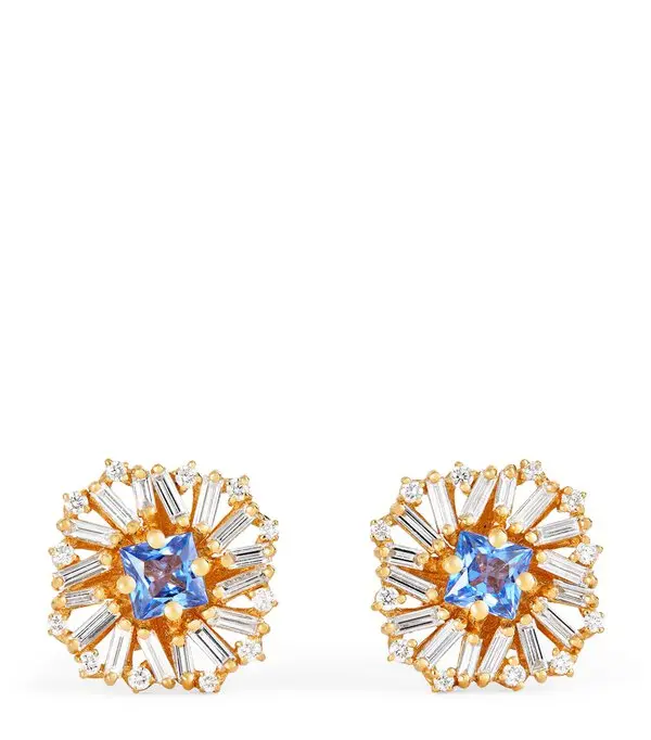 SUZANNE KALAN Diamond And Sapphire Princess Earrings - Gold