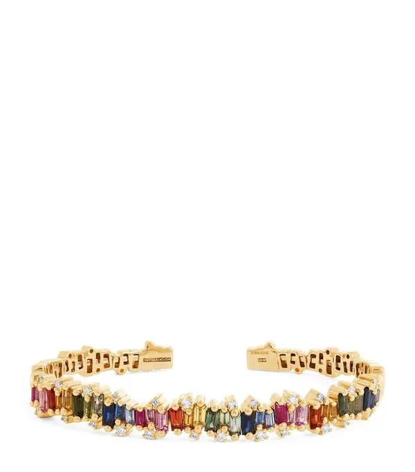 SUZANNE KALAN Yellow Diamond And Sapphire Audrey Bangle - Gold